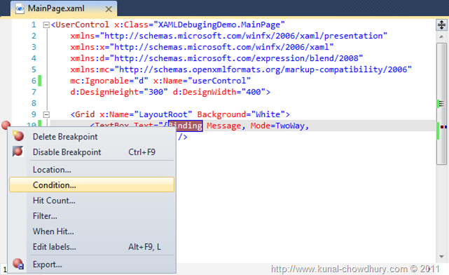 Debugging Data Bindings in XAML with Silverlight 5 Beta | Kunal Chowdhury
